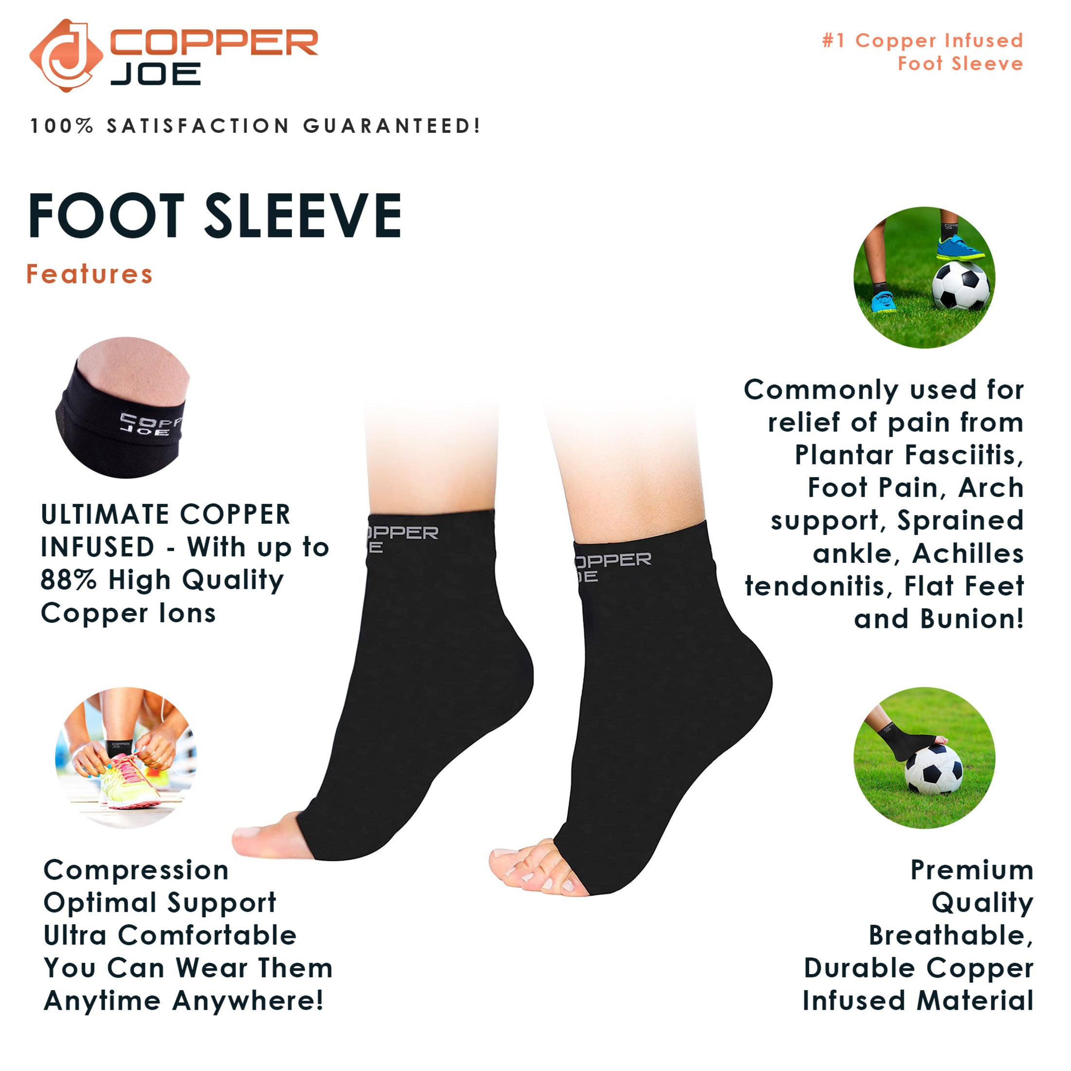 Copper Joe Ankle Brace Compression Sleeve with Heel Pain Relief, Foot – copperjoe